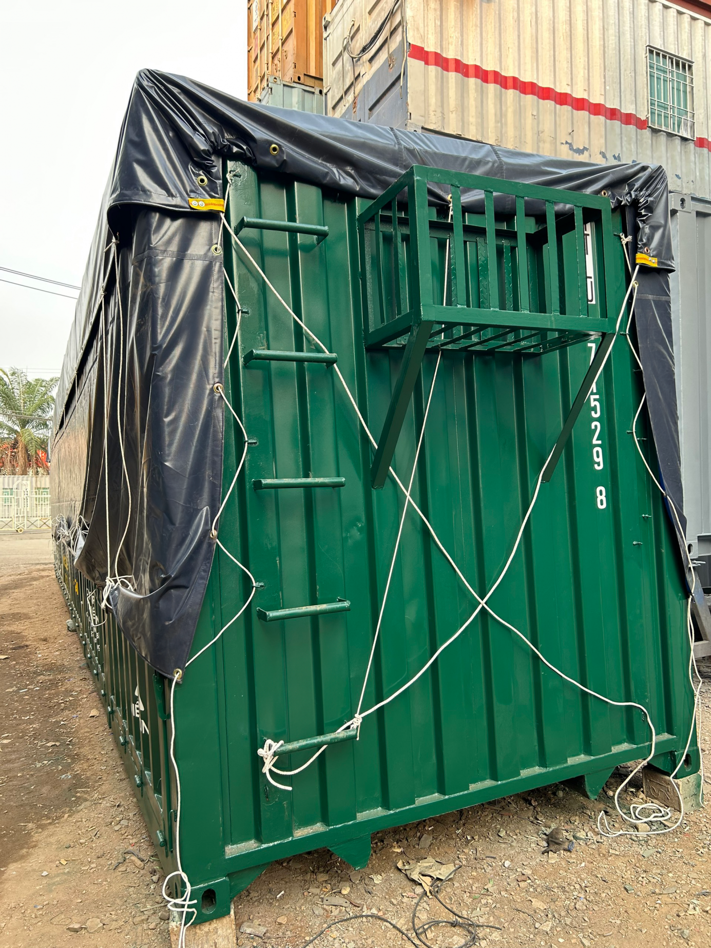 Container cắt nóc mở bửng kèo bạt, container thùng mui bạt cũ 40 feet